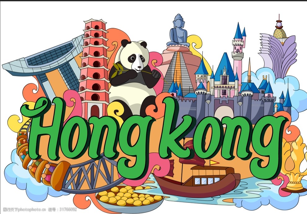 香港手绘插画图片-图行天下素材网